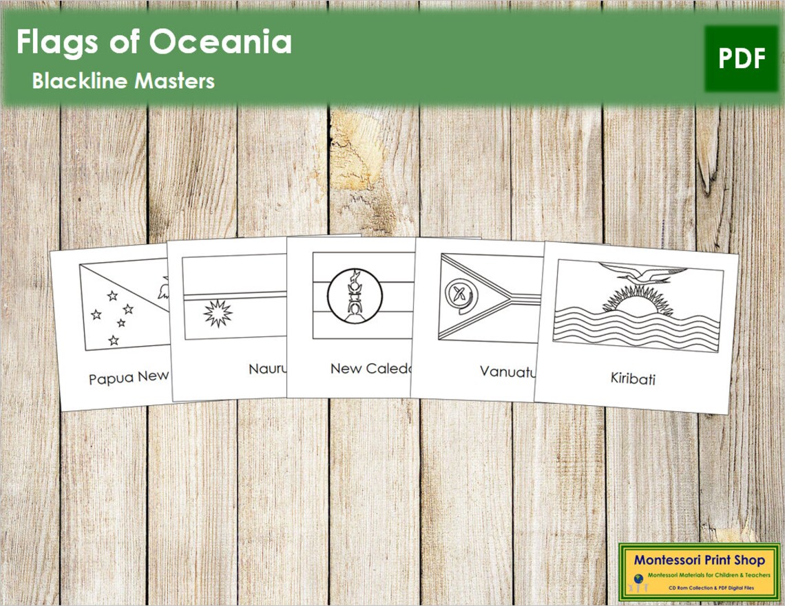 Flags of Oceania Blackline Masters Geography Printable | Etsy