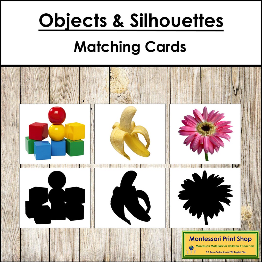 Silhouette Matching Cards Set 1 [objects] - Preschool Toddler Activity ...