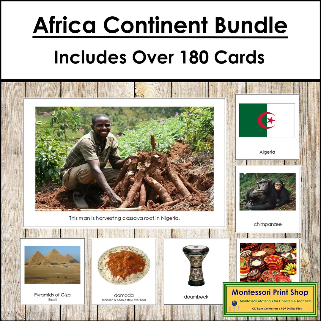 Africa Continent Bundle - Montessori Continent Cards - Geography ...