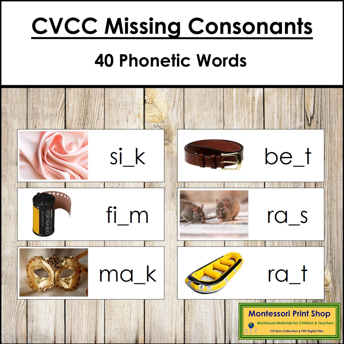 CVCC Missing Consonant Cards - Montessori Language (digital Download ...