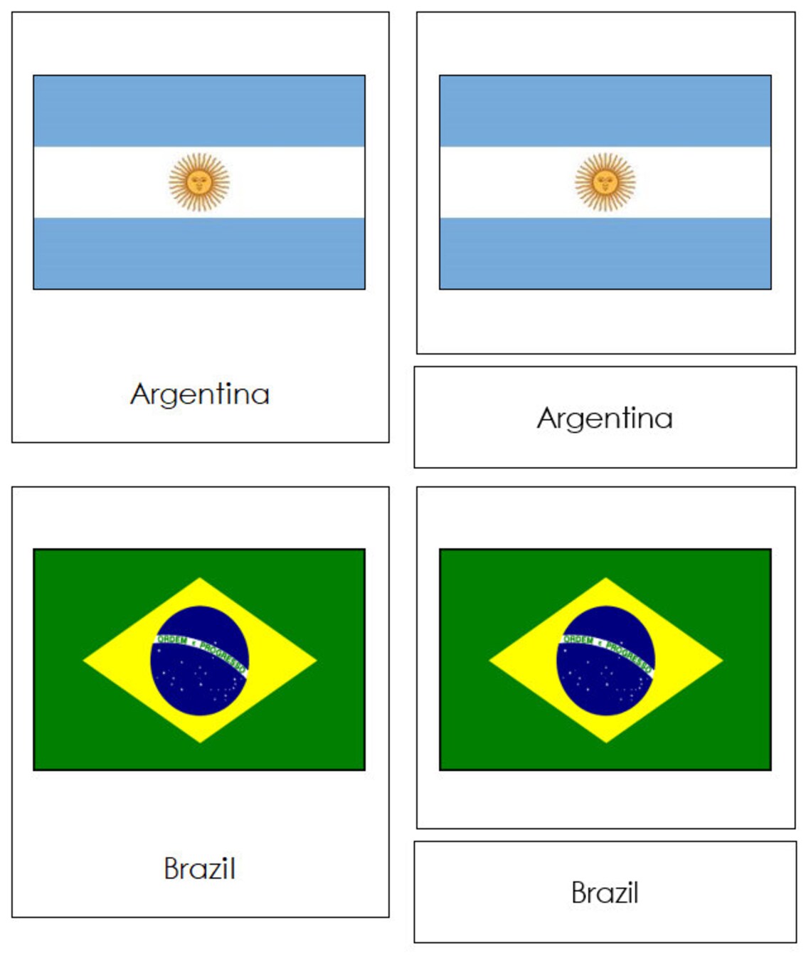 Flags of South America Montessori Continent Cards - Etsy