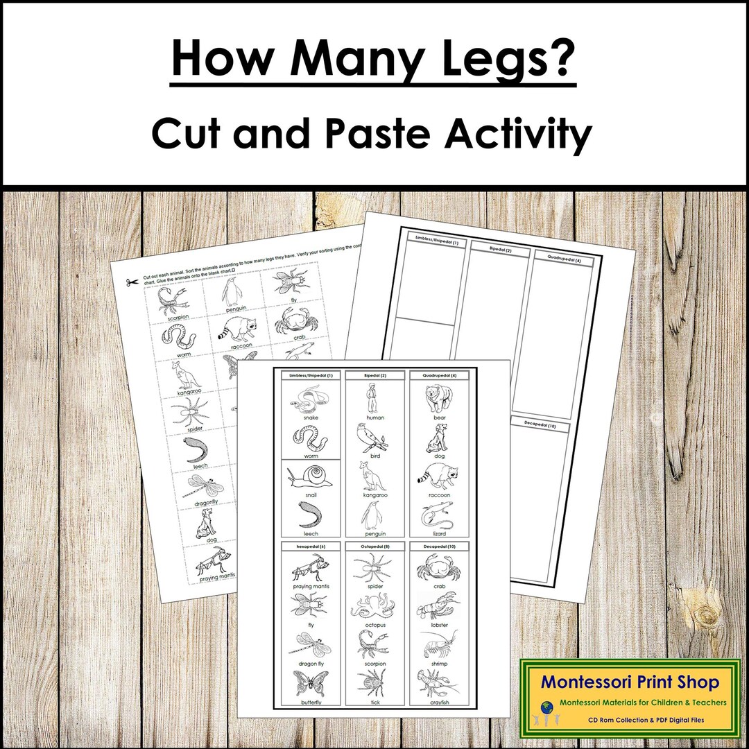How Many Legs Sorting Cut & Paste [blackline Masters] - Montessori ...