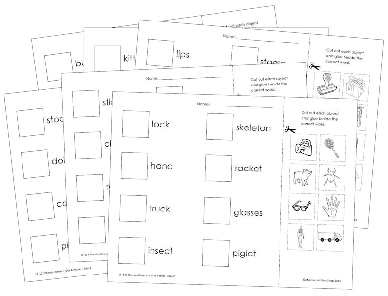 Phonetic Words Cut & Paste [step 2] - Montessori Language/phonics ...
