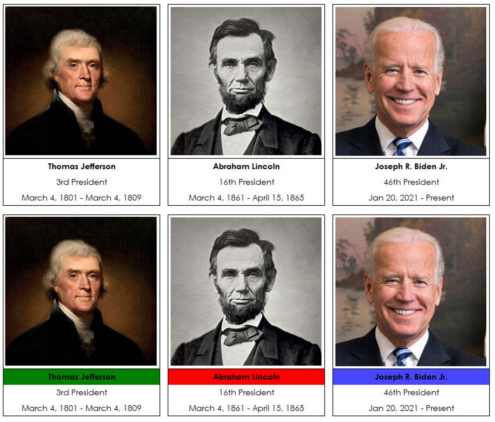 Presidents of the United States 3-part Cards US History - Etsy