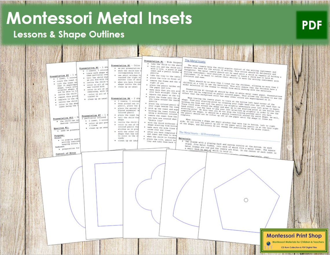 Montessori Metal Insets Lessons & Shapes Sensorial Activity | Etsy