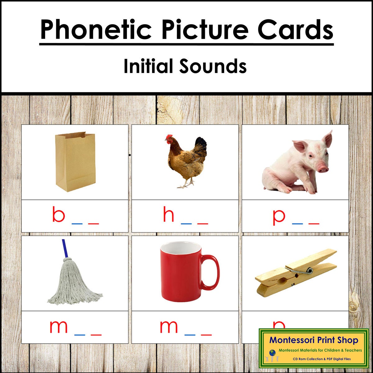 Phonetic Picture Cards initial Sounds Level 1 Montessori Language ...