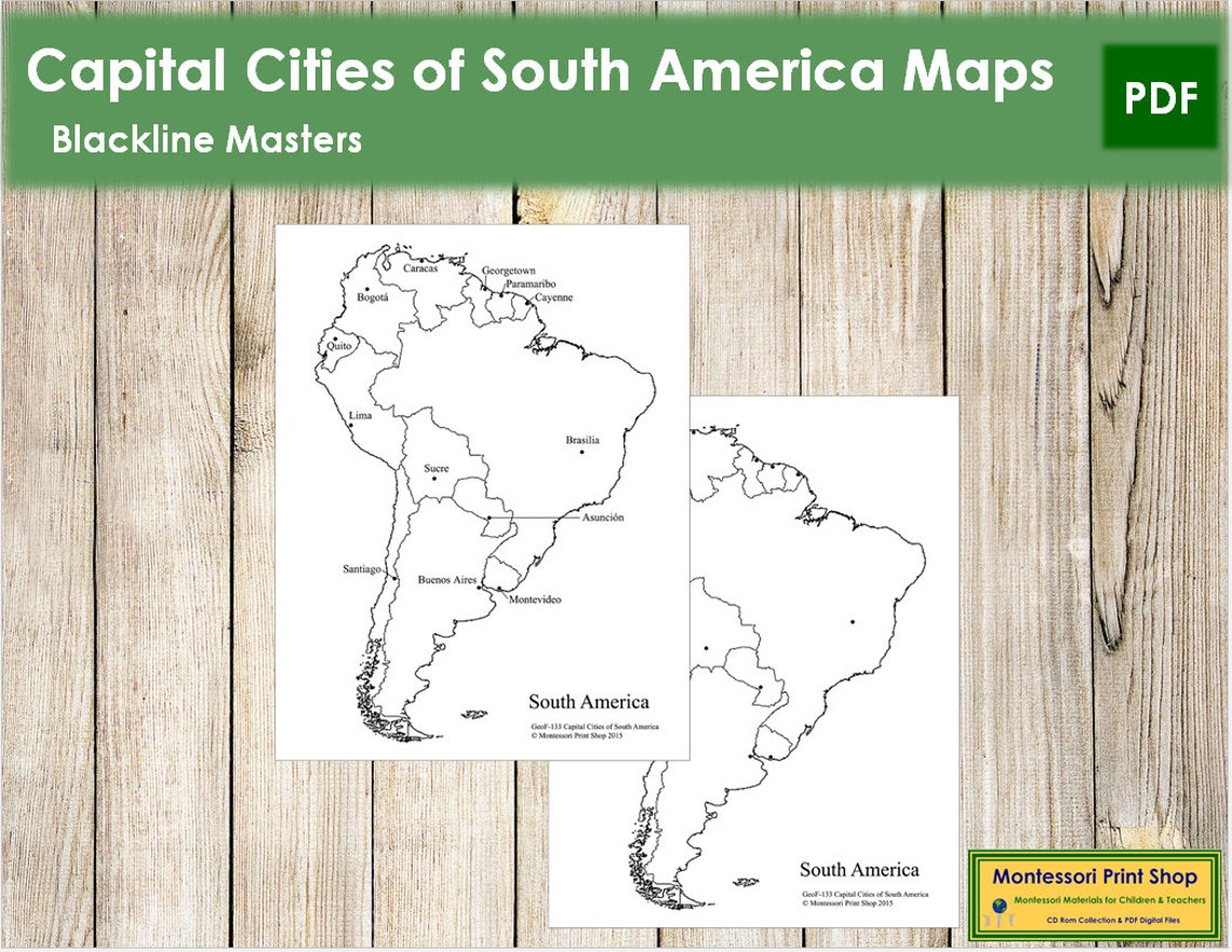 Capital Cities of South America Map & Master Montessori | Etsy