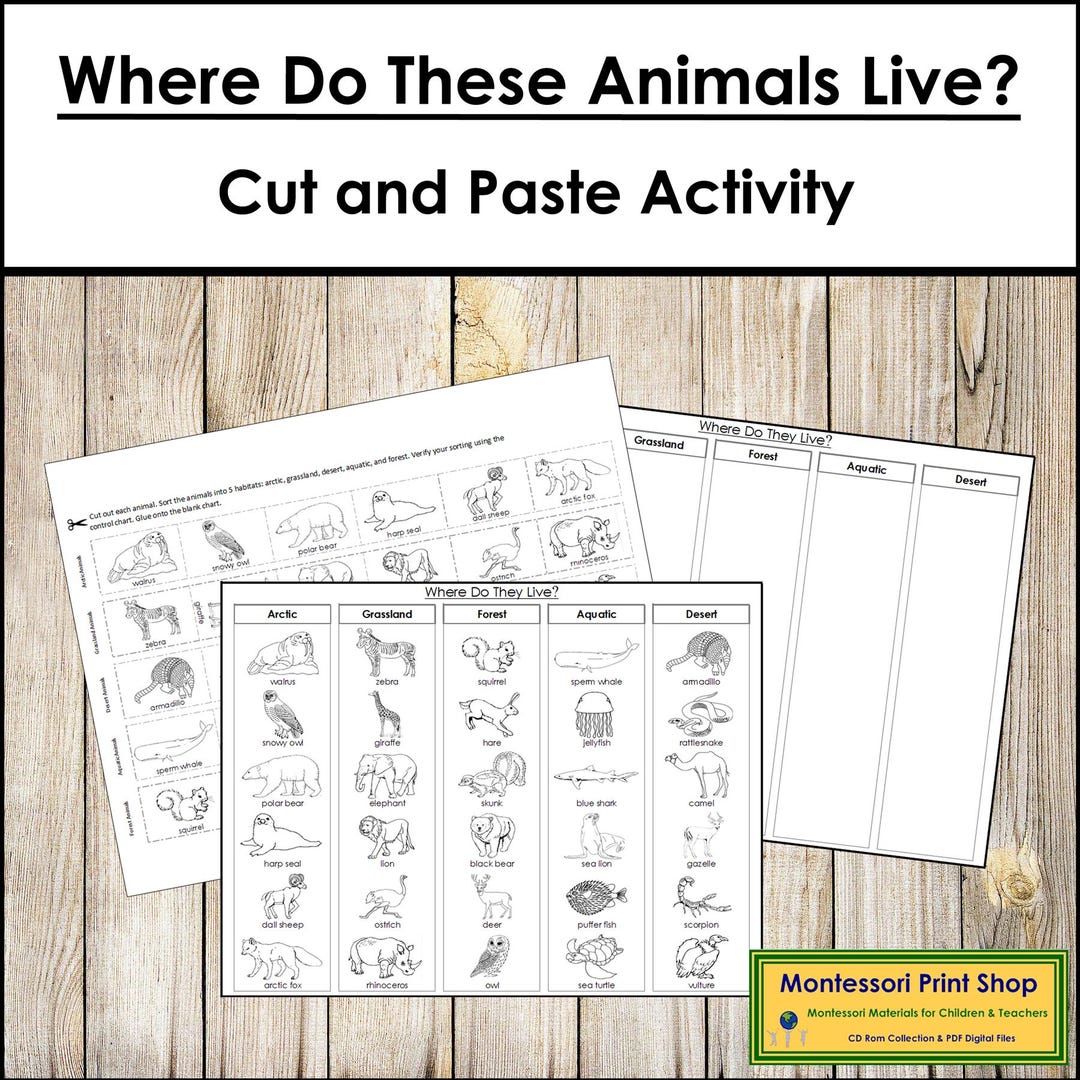Animal Habitats Sorting Cut & Paste - Zoology Blackline Masters ...