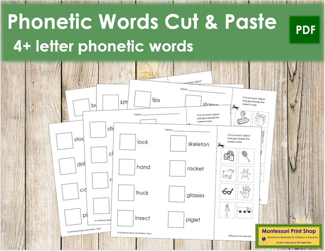 Phonetic Words Cut & Paste Step 2 Montessori - Etsy