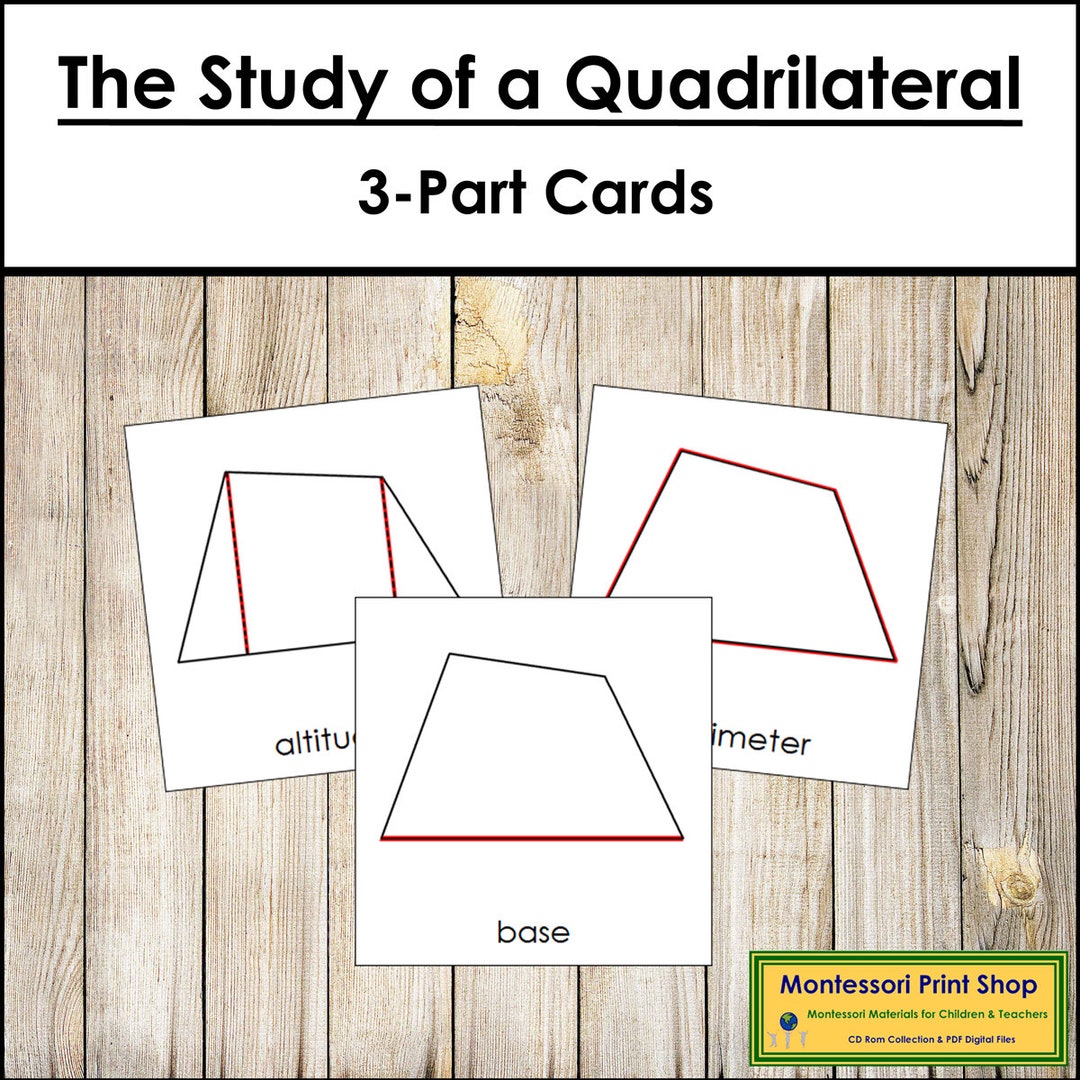 The Study of a Quadrilateral Nomenclature 3-part Cards - Montessori ...