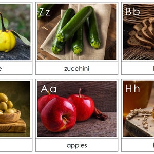 Phonetic Food Alphabet Cards - Printable Pre-reading Montessori Cards ...