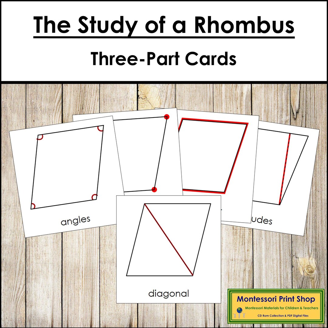 The Study of a Rhombus Nomenclature 3-part Cards - Montessori Geometry ...