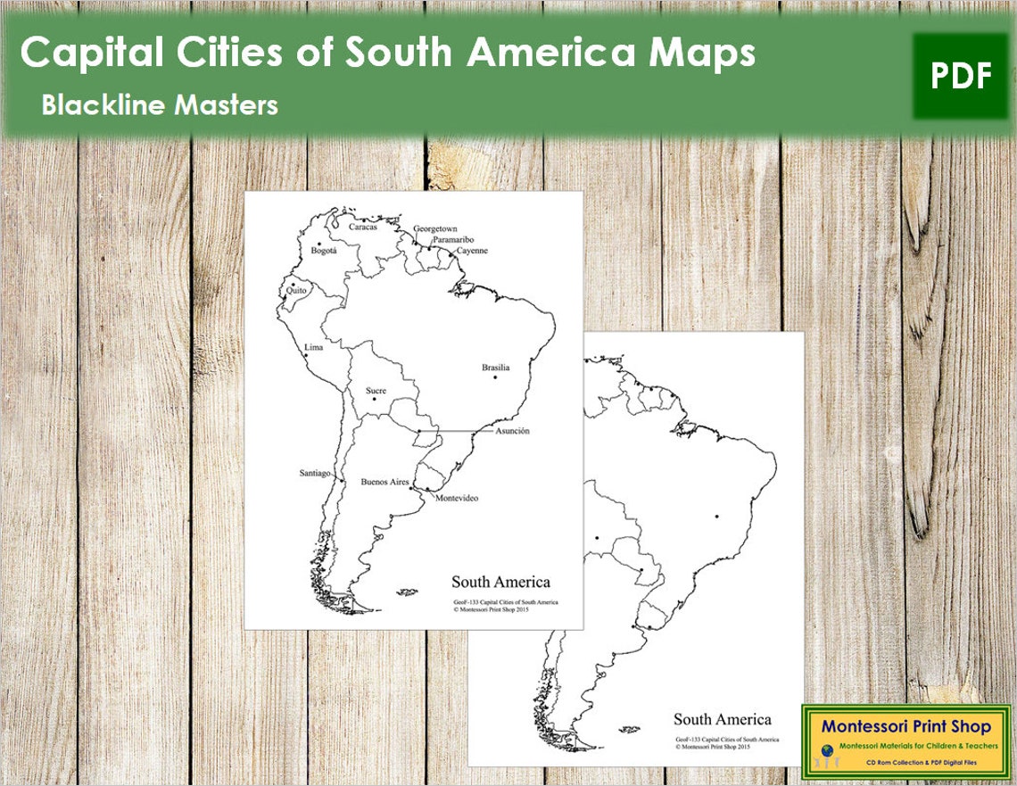 Capital Cities of South America Map & Master Montessori | Etsy