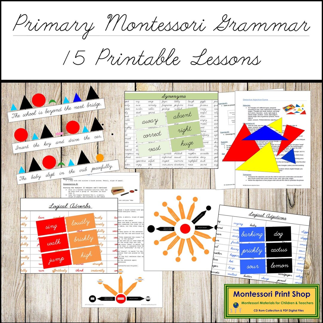 Grammar Bundle (color-coded) CURSIVE - Primary Montessori Language ...