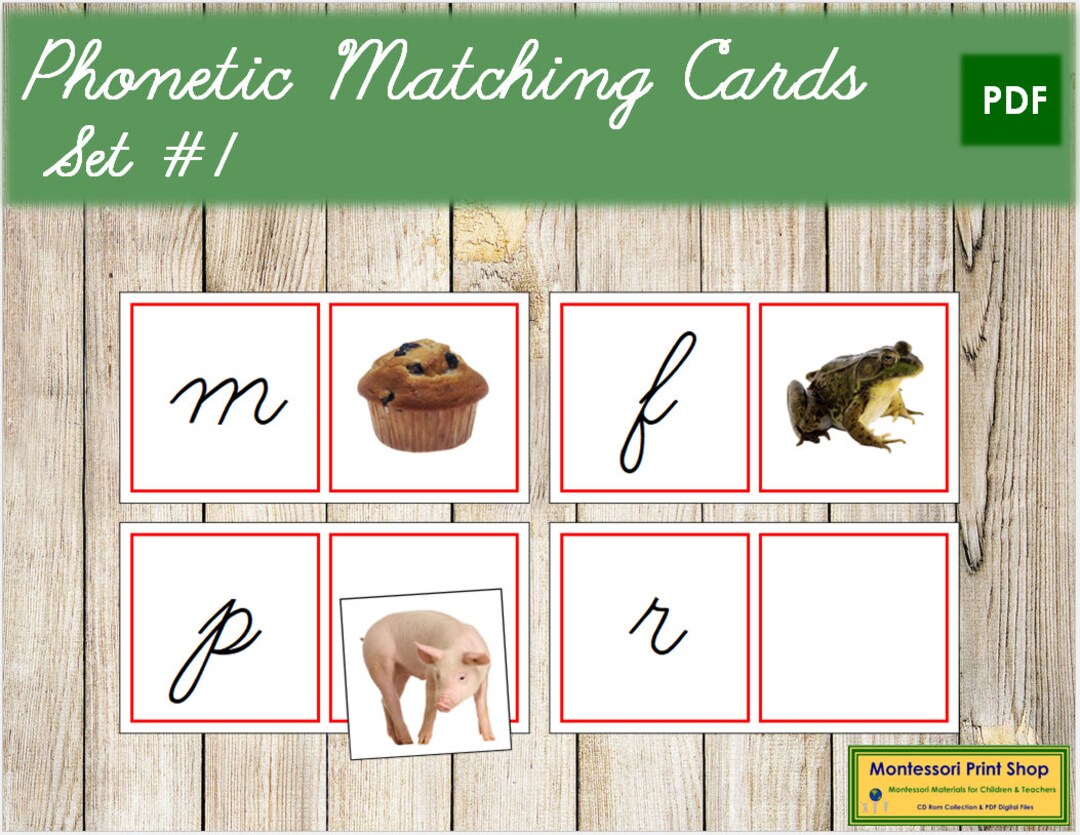 Phonetic Matching Cards Set 1 CURSIVE Montessori Language - Etsy