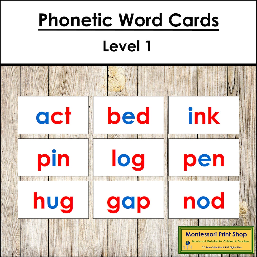 Phonetic Word Cards Level 1 (red/blue) - Language - Printable ...