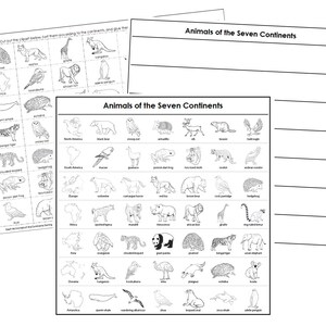 Animals of the Continents Sorting Blackline Masters - Zoology ...