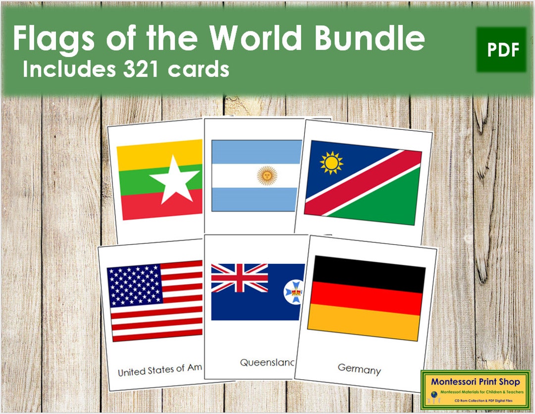 Flags of the World Bundle Geography Printable Montessori - Etsy