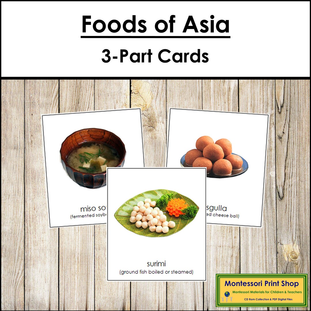 Foods of Asia - Montessori Continent Cards - Geography - Printable ...