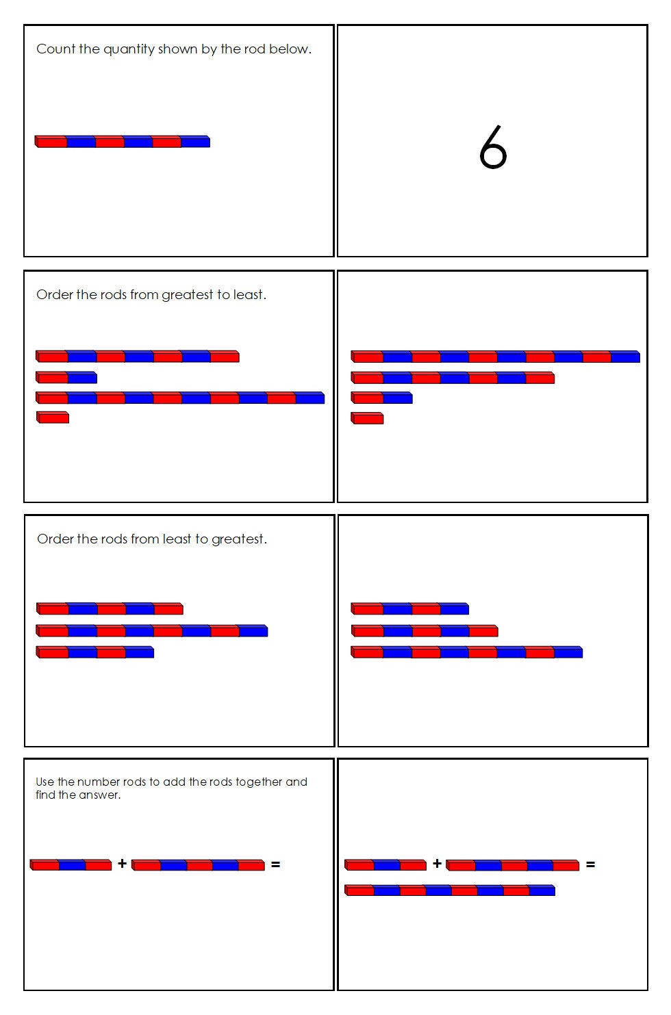 Montessori Number Rods Command Cards - Sensorial Math Activity (digital ...