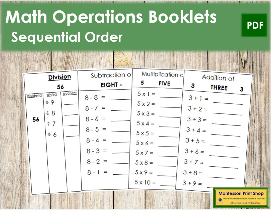 Math Operations Booklets sequential Order Primary Math - Etsy