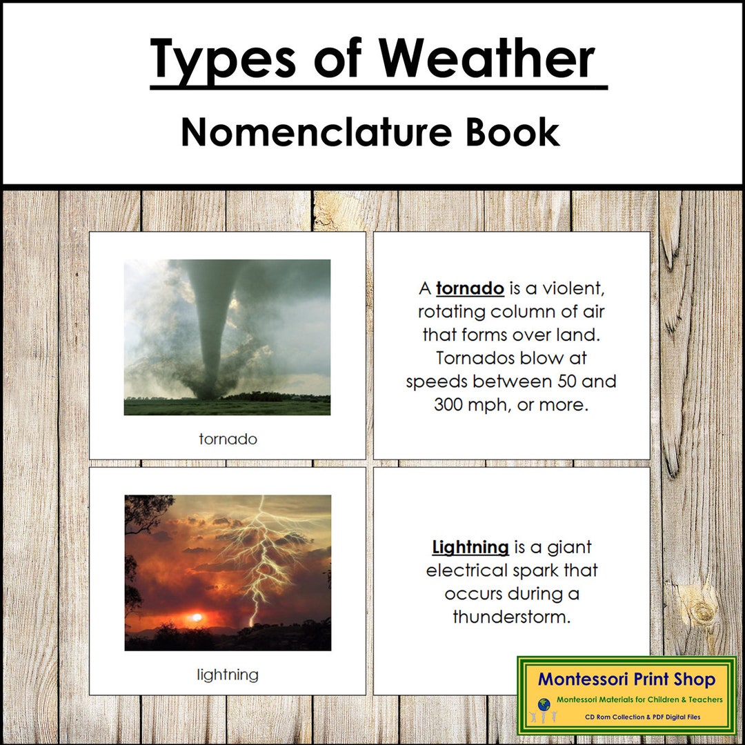 Types of Weather Nomenclature Book - Science - Printable Montessori ...