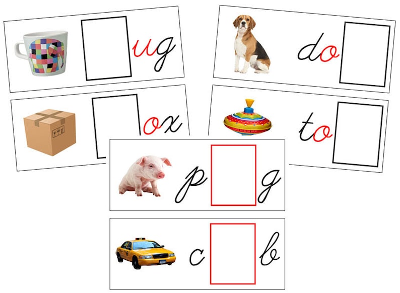 Montessori Cursive Moveable Alphabet Sound Cards Bundle [black & Red ...