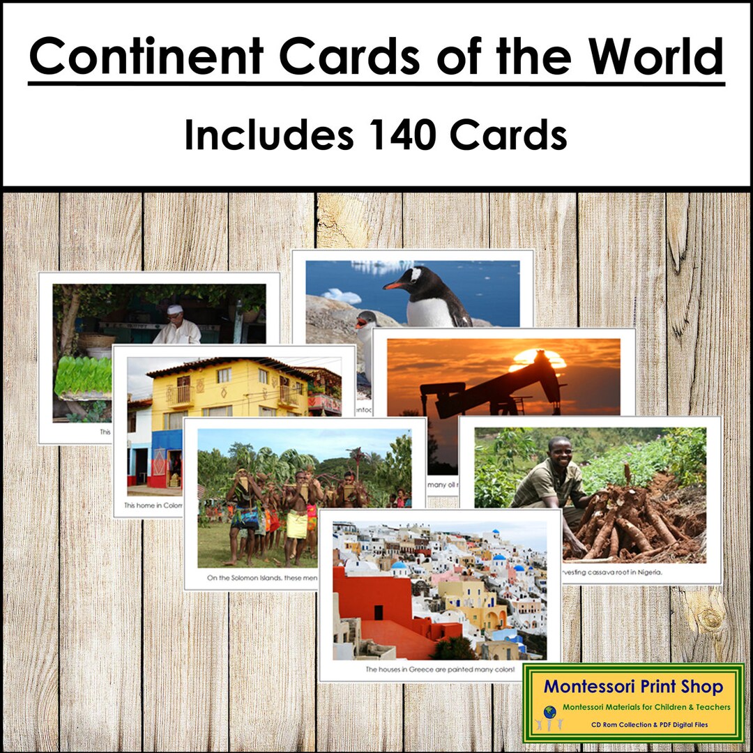 Continent Cards of the World Bundle - Montessori Geography (digital ...