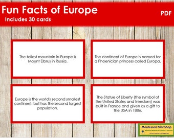 Fun Facts of North America color-coded Montessori | Etsy