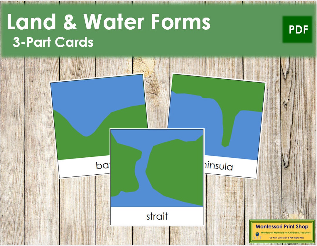 Simple Land & Water Form Cards b/g Montessori Geography - Etsy