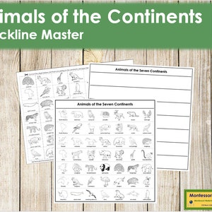 Animals of the Continents Sorting Blackline Masters Zoology - Etsy
