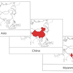 Map of Asia Flashcards - Montessori Geography (digital Download) - Etsy