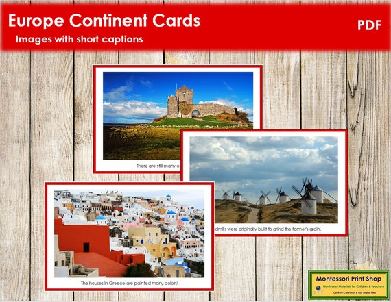 Europe Continent Cards color-coded Montessori Geography | Etsy