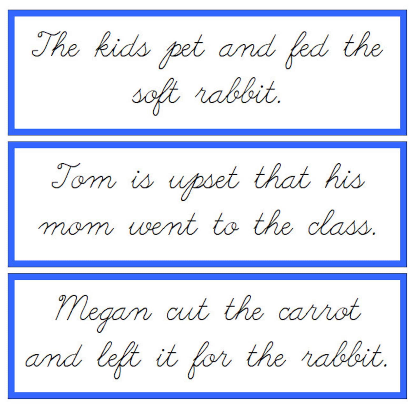 Montessori Blue Phonetic Language Series Bundle CURSIVE | Etsy