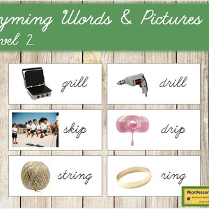 Rhyming Words & Pictures Level 2 CURSIVE Montessori - Etsy