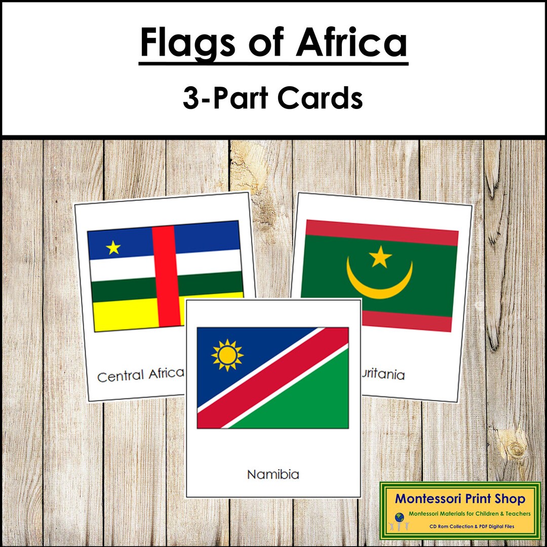 Flags of Africa - Montessori Continent Cards - Geography - Printable ...