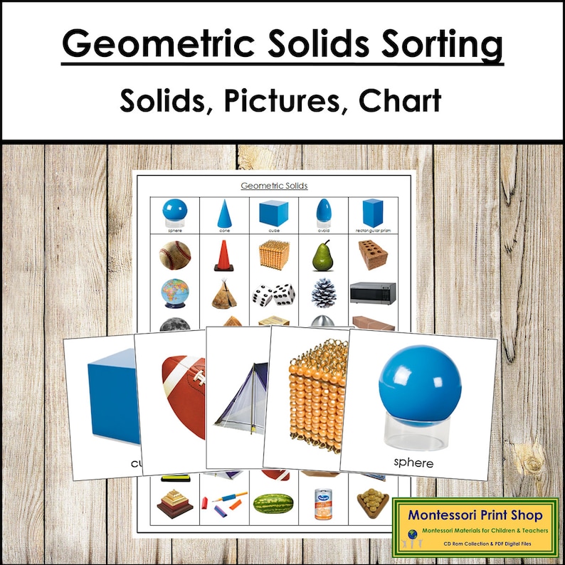 Montessori Geometric Solids Sorting Cards & Control Chart - Geometry ...