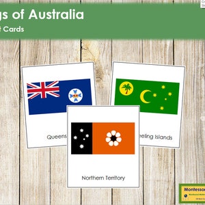 Flags of Australia Montessori Continent Cards Geography | Etsy
