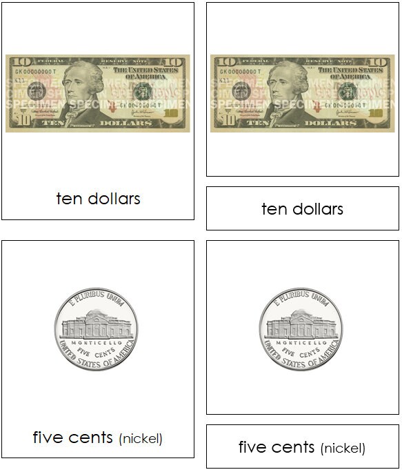 United States Currency Cards Printable Montessori Cards Digital ...