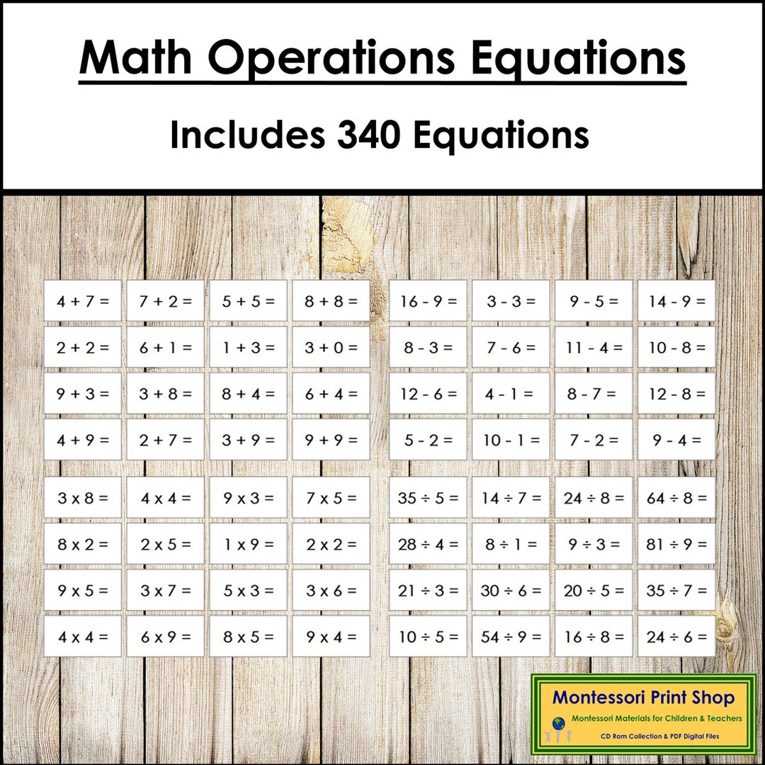 Math Operations Equation Slips Bundle - Addition, Multiplication ...
