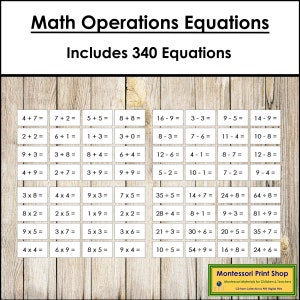 Math Operations Equation Slips Bundle - Printable Montessori Cards ...