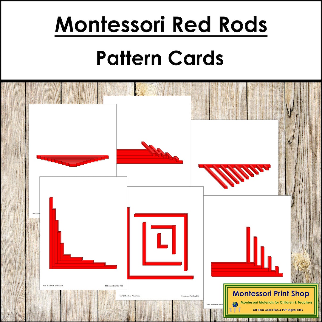 Montessori Red Rods Pattern Cards - Sensorial Activity (digital ...