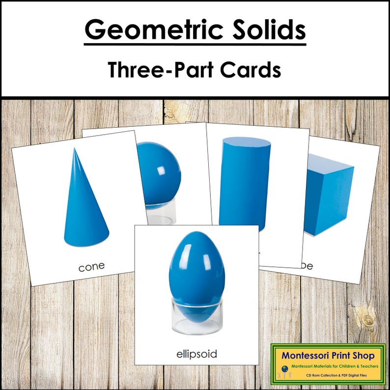 Montessori Geometric Solids 3-part Cards - Geometry Nomenclature ...