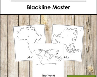 Montessori 3 Part Cards Continents of the World - Etsy