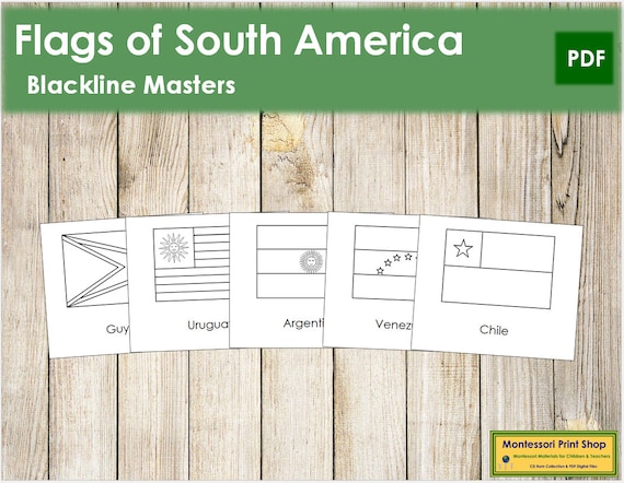 Flags of South America Blackline Masters Montessori - Etsy