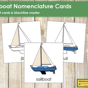 Parts of a Sailboat Nomenclature 3-part Cards Printable | Etsy