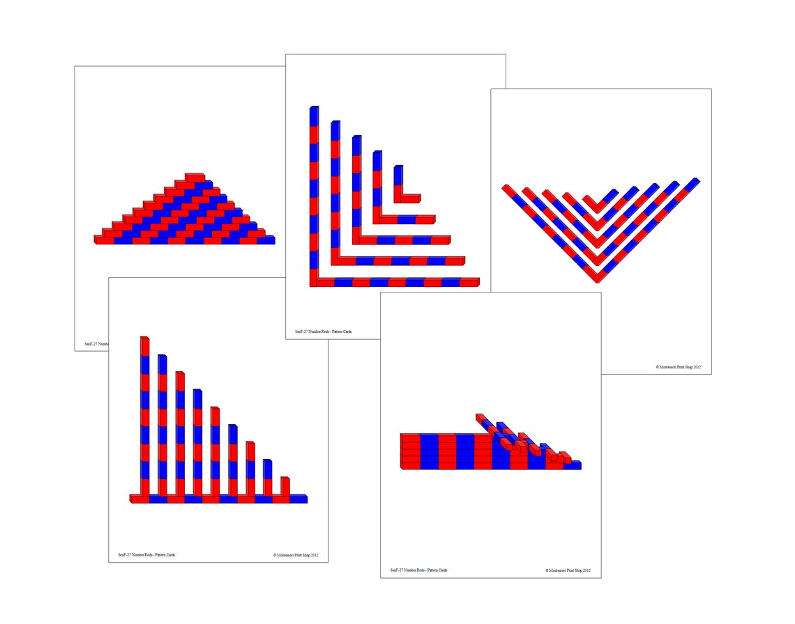 Montessori Red Rods & Number Rods Pattern Cards Bundle - Etsy