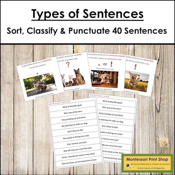 Types of Sentences Montessori - Etsy