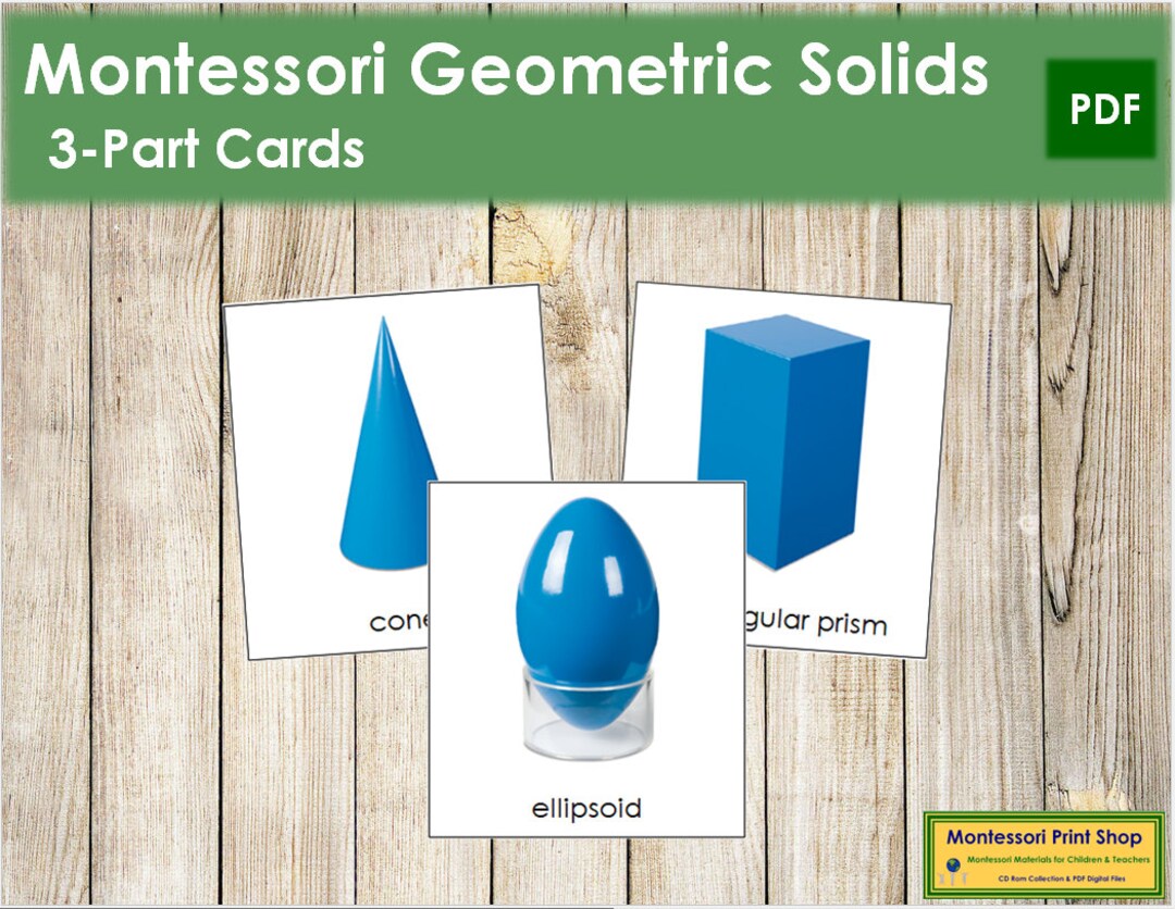 Montessori Geometric Solids 3-part Cards Geometry - Etsy