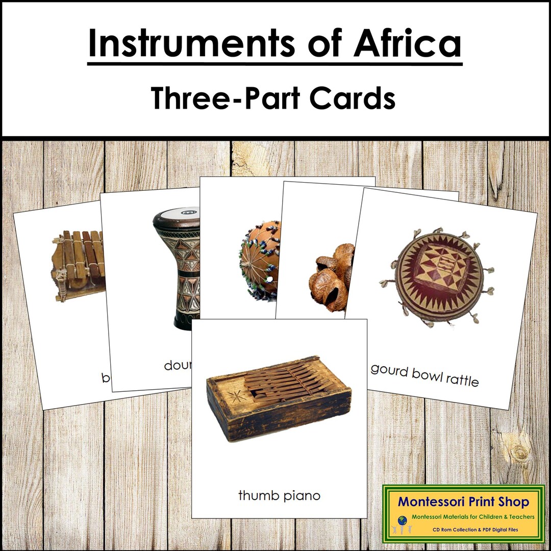 Montessori Musical Instruments of Africa 3-part Cards - Geography ...